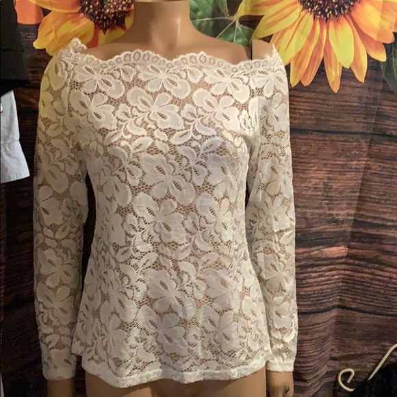 unknown | Tops | New White Stretchy Lace Off Shoulder Top Women Med ...